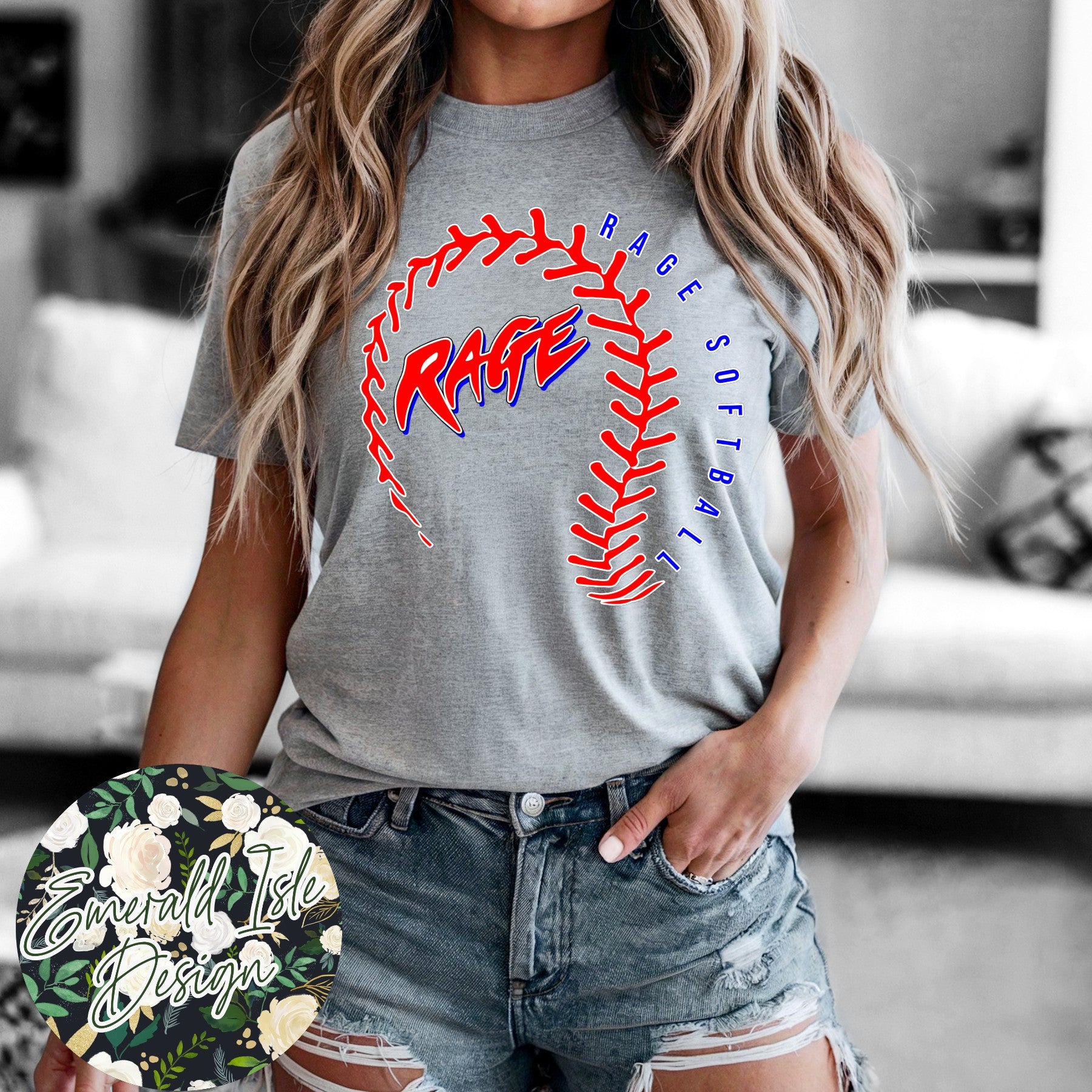 Rage Stylized Softball Design – Emerald Isle Design